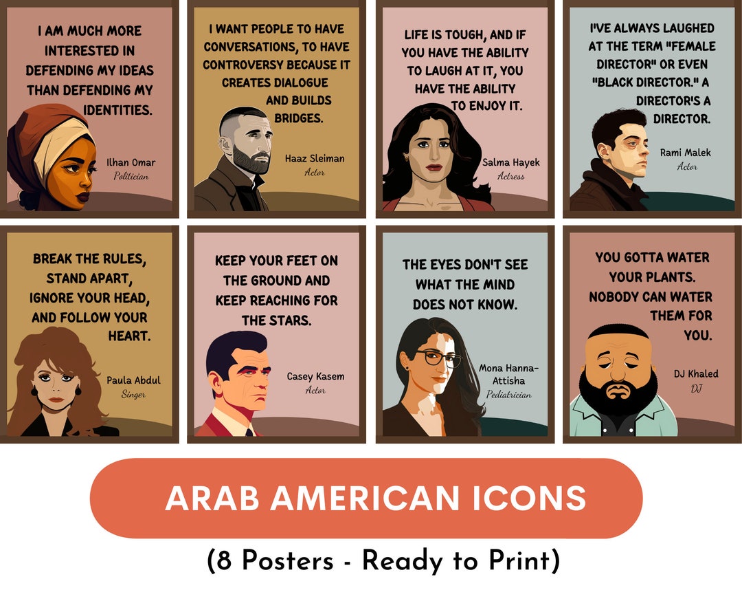 Boho Remarkable Arab Americans Posters (set of 8), Arab American ...