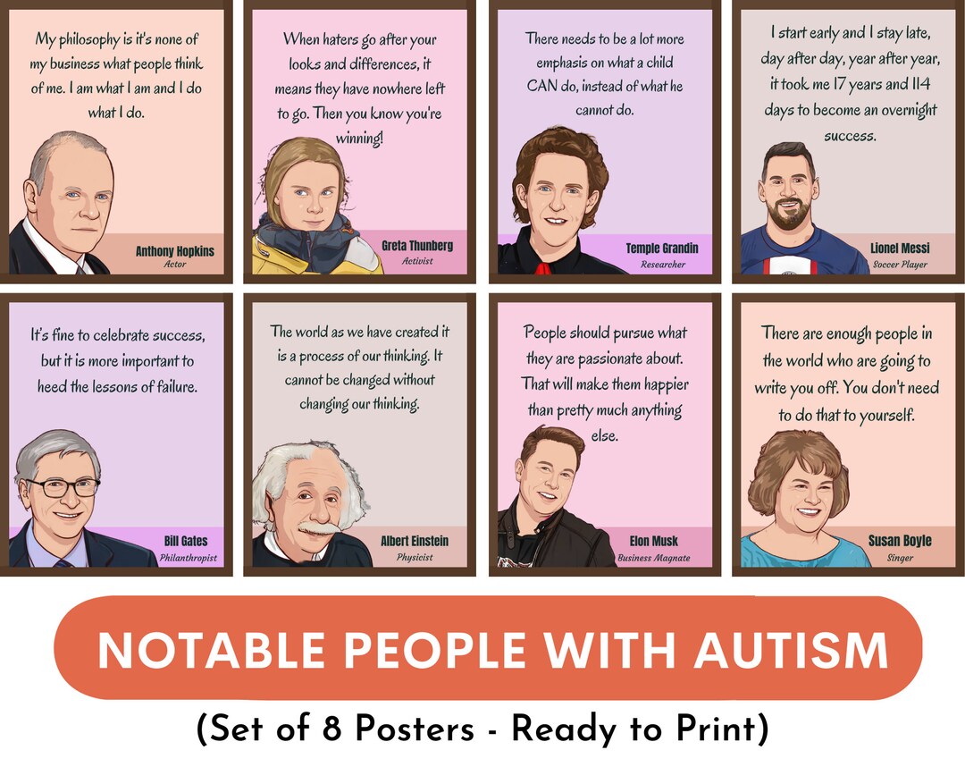 Notable People With Autism Posters set of 8 Autism - Etsy