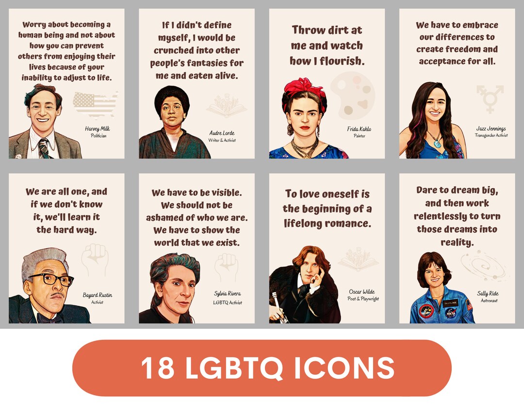 Famous LGBTQ Icons (18 Posters), Famous LGBTQ Leaders, Pride Month ...