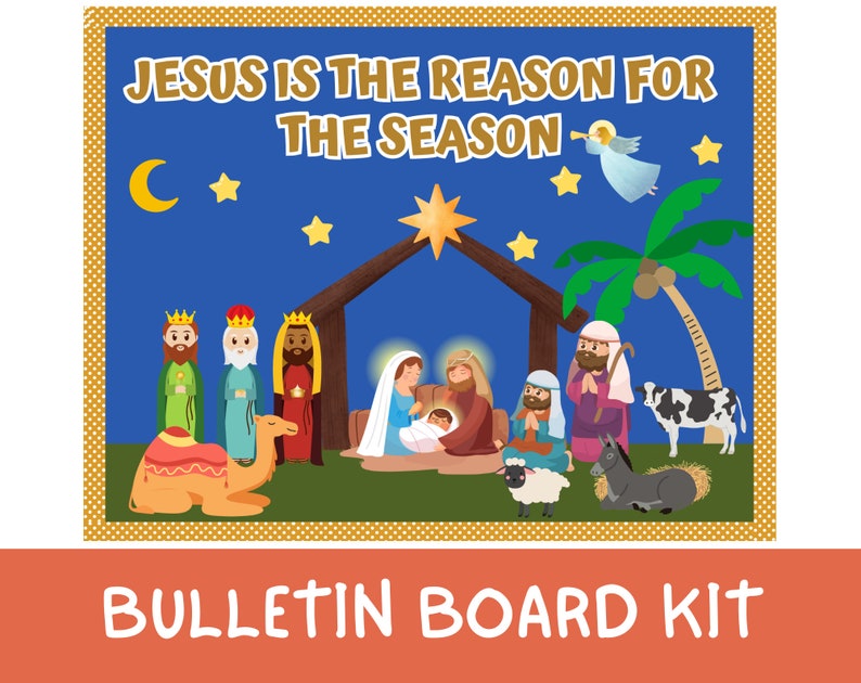Nativity Scene Bulletin Board Kit, Christmas Classroom Decor, Christmas ...