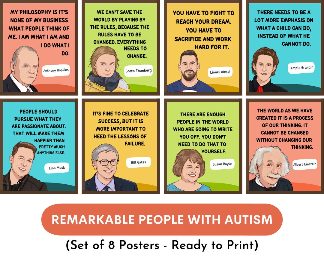 Rainbow Remarkable People With Autism Posters(set of 8), Autism ...
