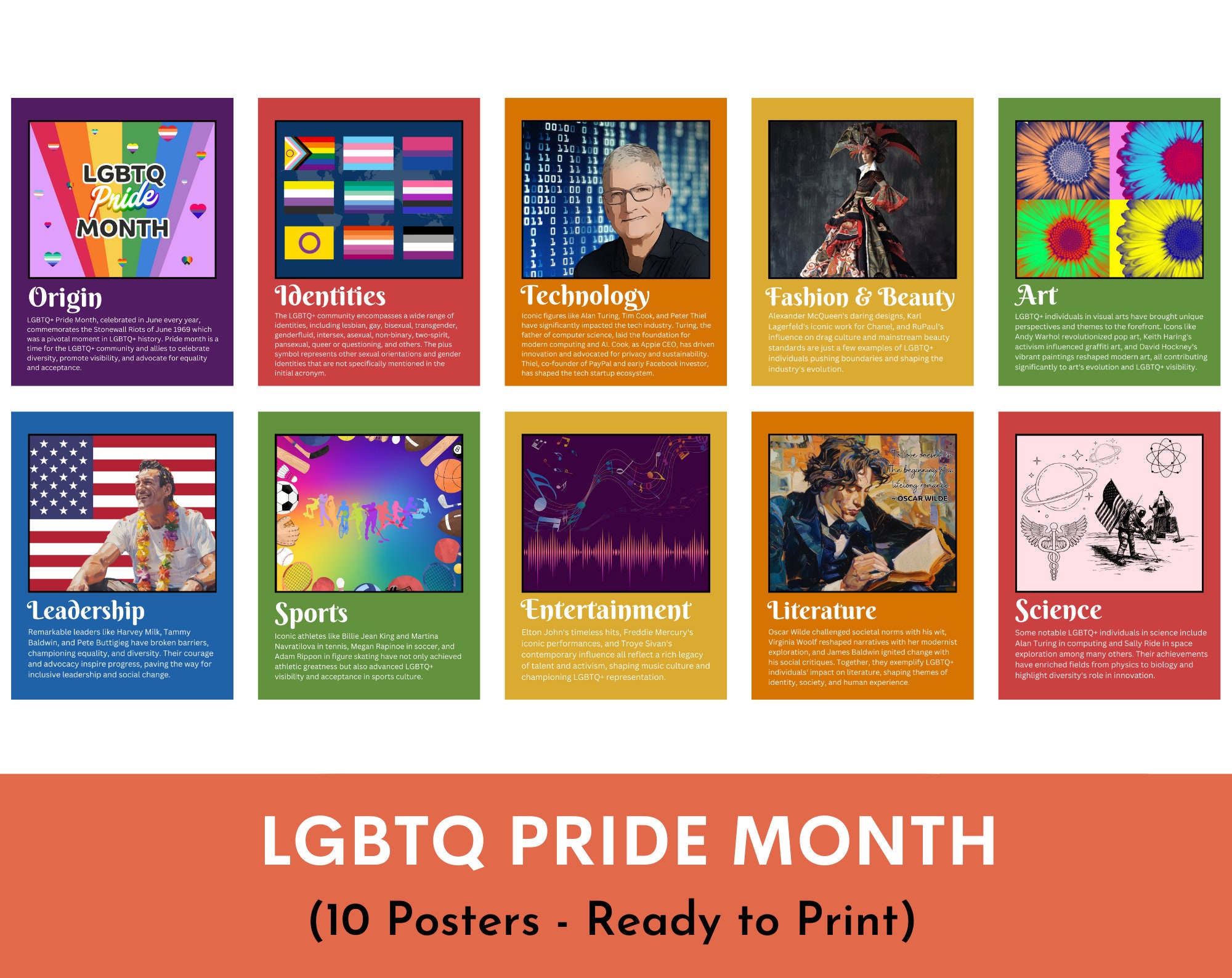 LGBTQ PRIDE Month (set of 10 Posters), Pride Month Posters, Classroom ...