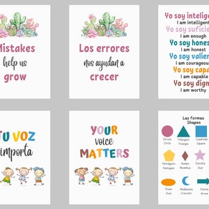 Bilingual Spanish-english Educational Posters (set of 30), Spanish ...