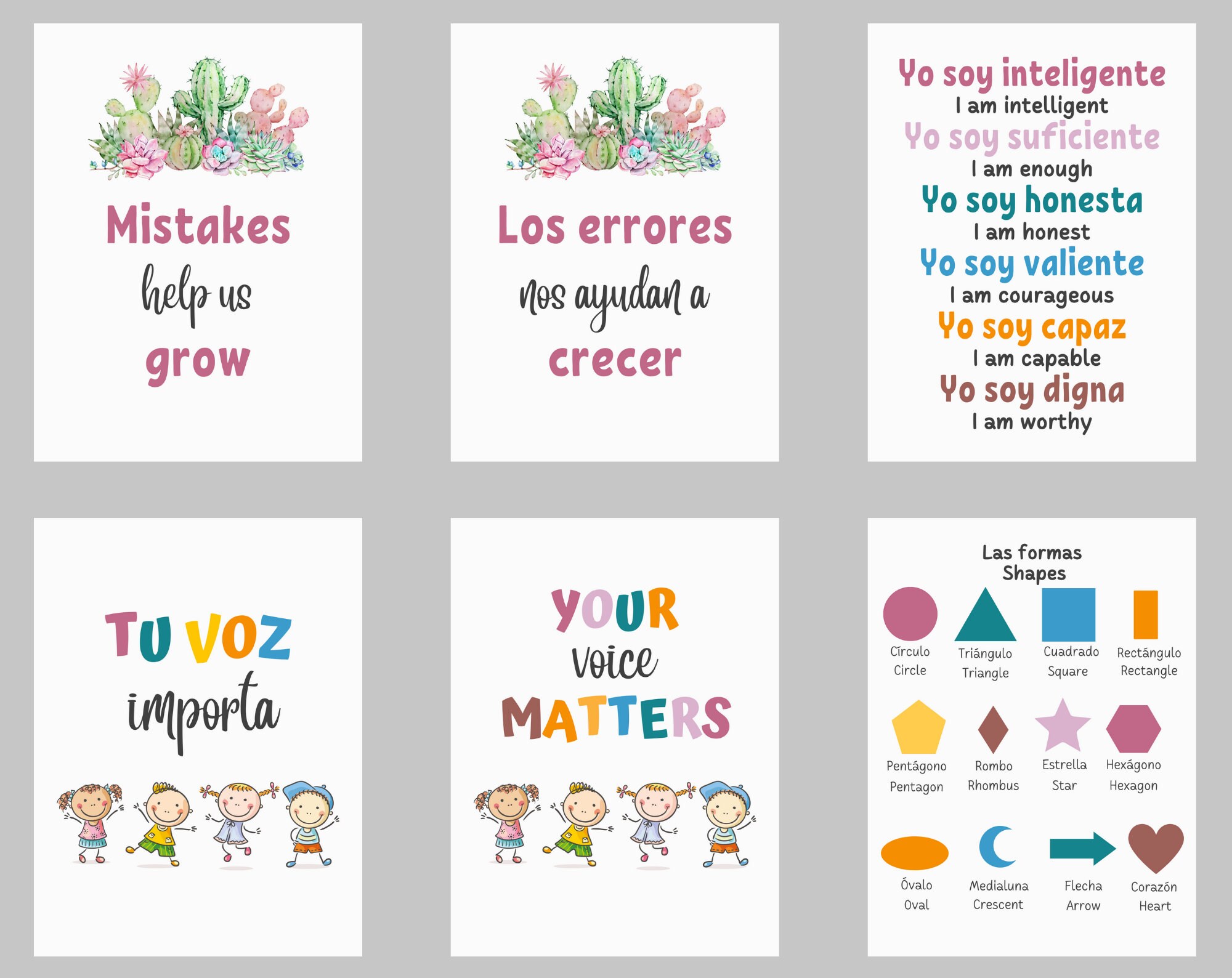 Bilingual Spanish-english Educational Posters (set of 30), Spanish ...
