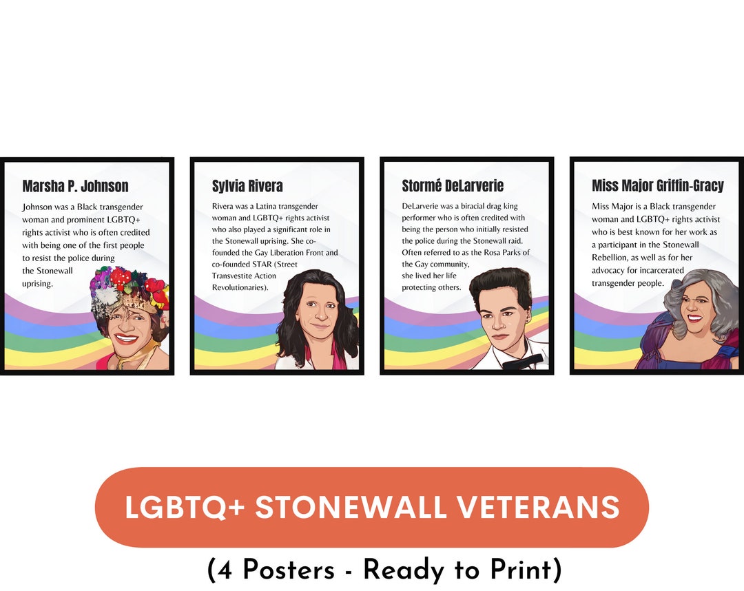 LGBTQ Stonewall Leaders (set of 4 Posters), LGBTQ History, Pride Month ...