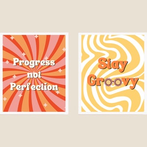 Groovy Growth Mindset Inspirational Posters (set of 8), Retro Growth ...