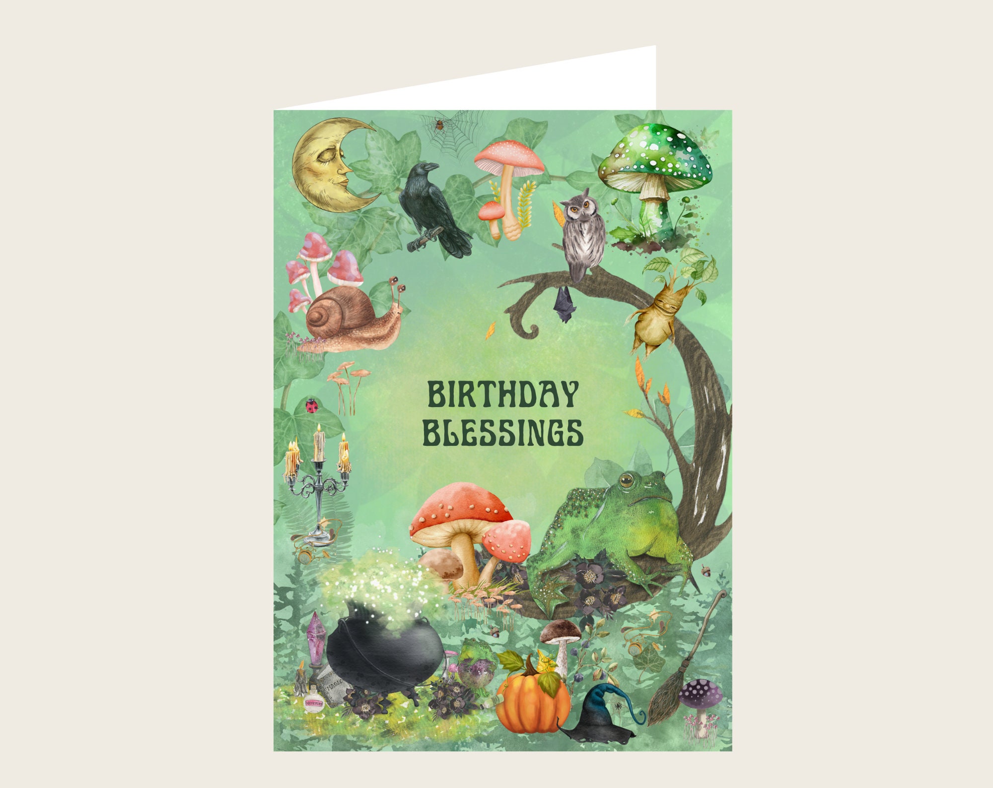 Enchanted Forest Birthday Card, Hedge Witch Birthday Card, Magical ...