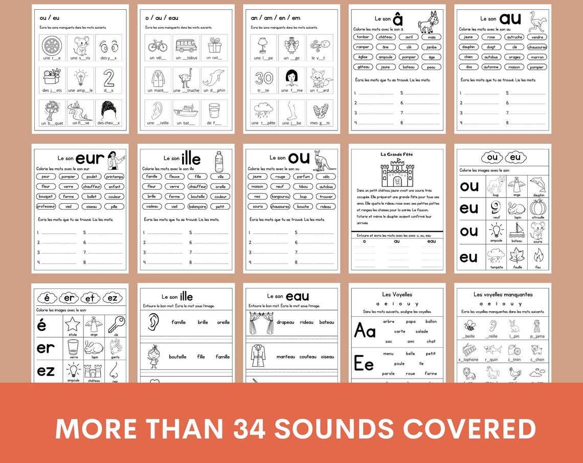 French Sounds Phonics Exercises, French Classroom (100 Pages), Les ...