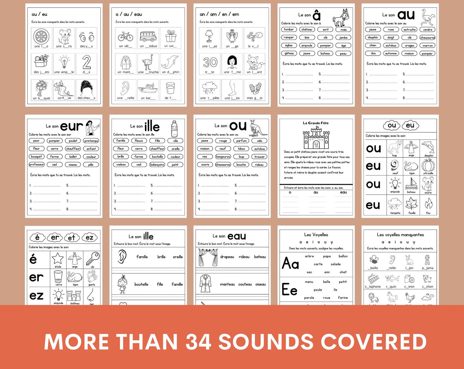 French Sounds Phonics Exercises, French Classroom (100 Pages), Les ...