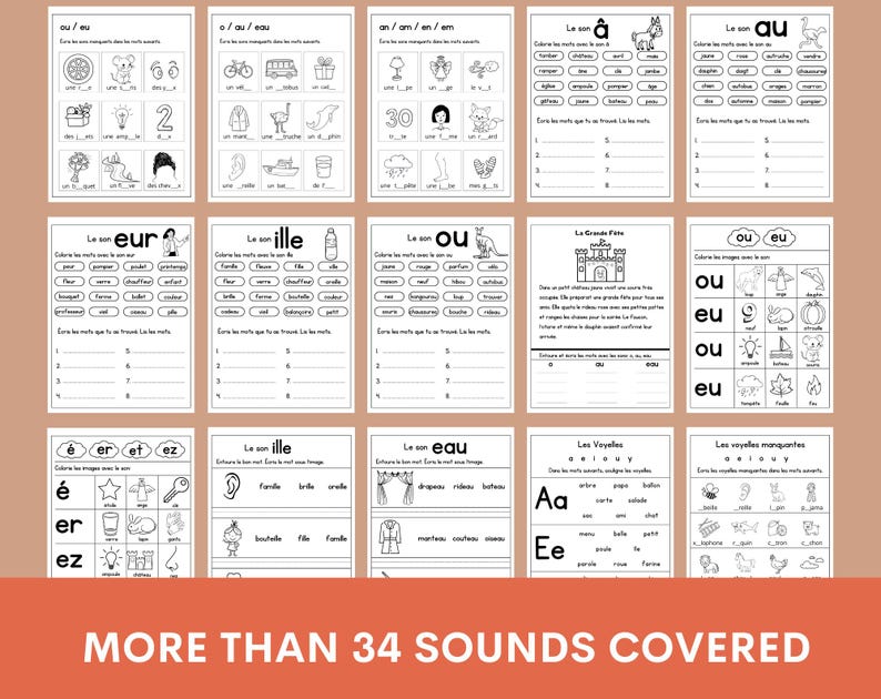 French Sounds Phonics Exercises, French Classroom (100 Pages), Les ...