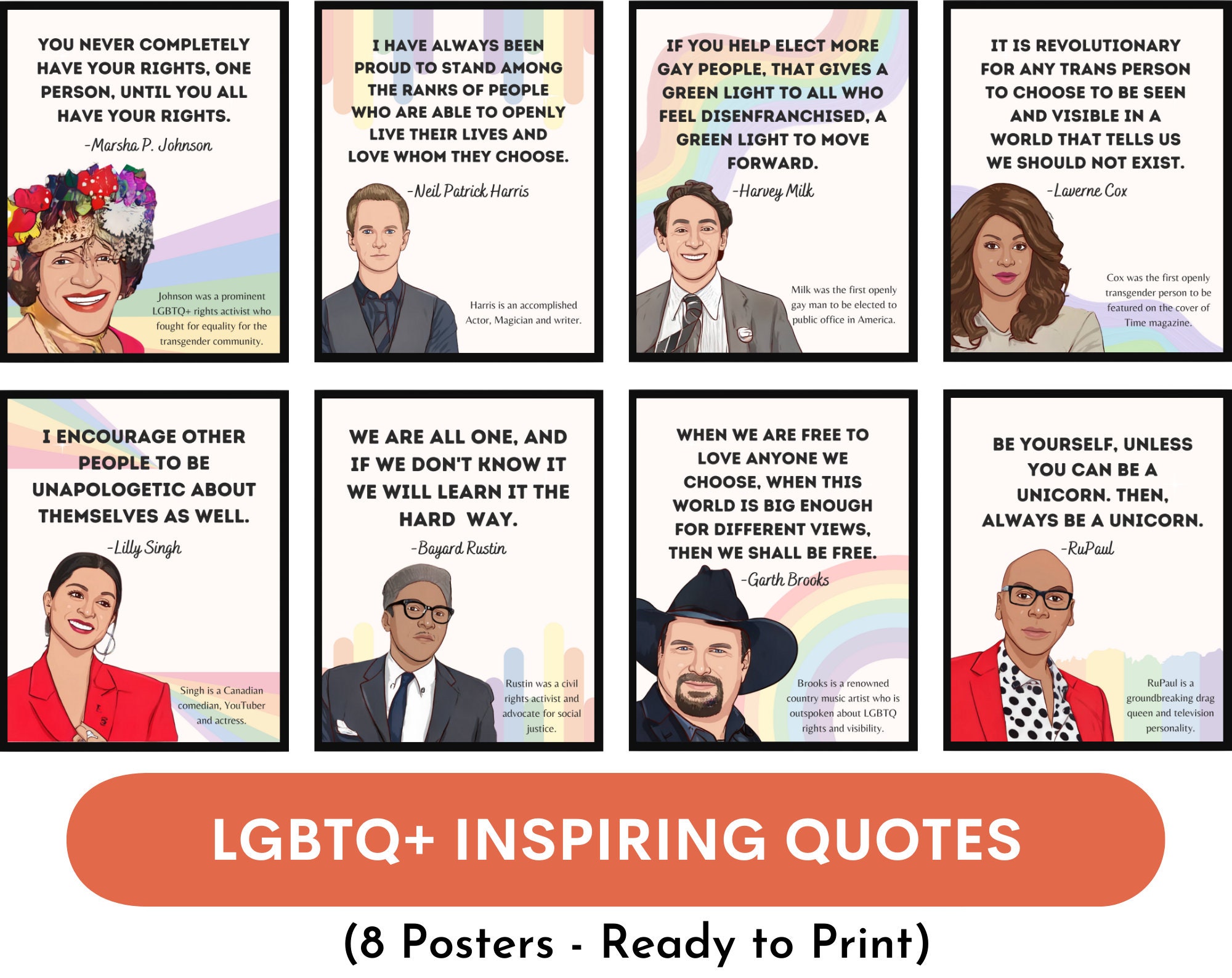 Inspiring LGBTQ Quotes set of 8 Posters LGBTQ Empowerment - Etsy