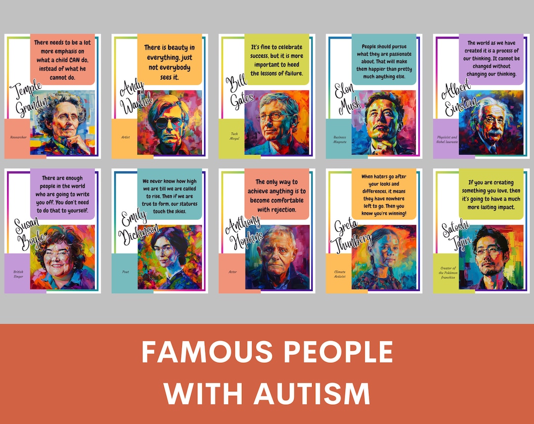 Famous People With Autism Posters (set of 10), Neurodiversity Awareness ...
