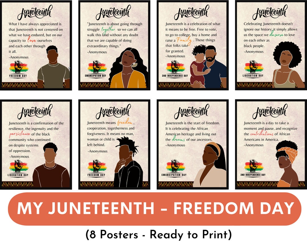 My Juneteenth Posters (set of 8), Freedom Day Posters, Inspirational ...