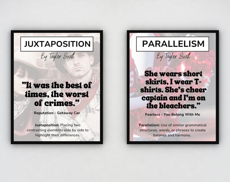 Taylor Swift Literary Device Posters (set of 10), English Classroom ...