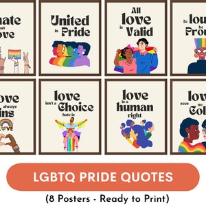 LGBTQ Quotes (set of 8 Posters), Pride Month Posters, LGBTQ Love ...