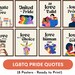 LGBTQ Quotes (set of 8 Posters), Pride Month Posters, LGBTQ Love ...