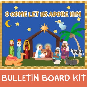 Nativity Scene Bulletin Board Kit, Christmas Classroom Decor, Christmas ...