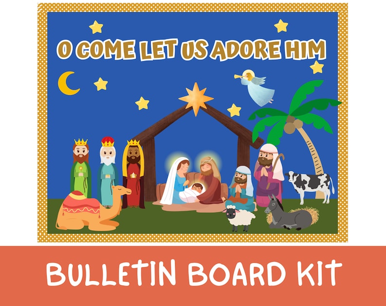 Nativity Scene Bulletin Board Kit, Christmas Classroom Decor, Christmas ...
