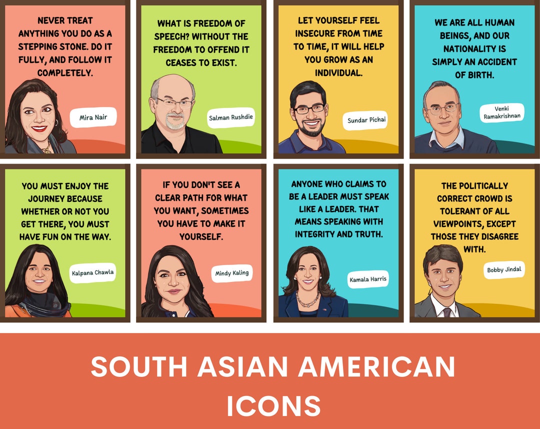 Rainbow South Asian American Icons Posters(set of 8), Iconic Indian ...