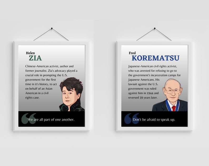 Notable Asian American Leaders Postersset of 8 Asian - Etsy