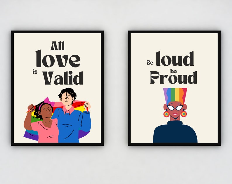 LGBTQ Quotes (set of 8 Posters), Pride Month Posters, LGBTQ Love ...