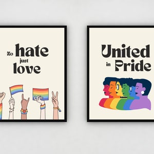 LGBTQ Quotes (set of 8 Posters), Pride Month Posters, LGBTQ Love ...