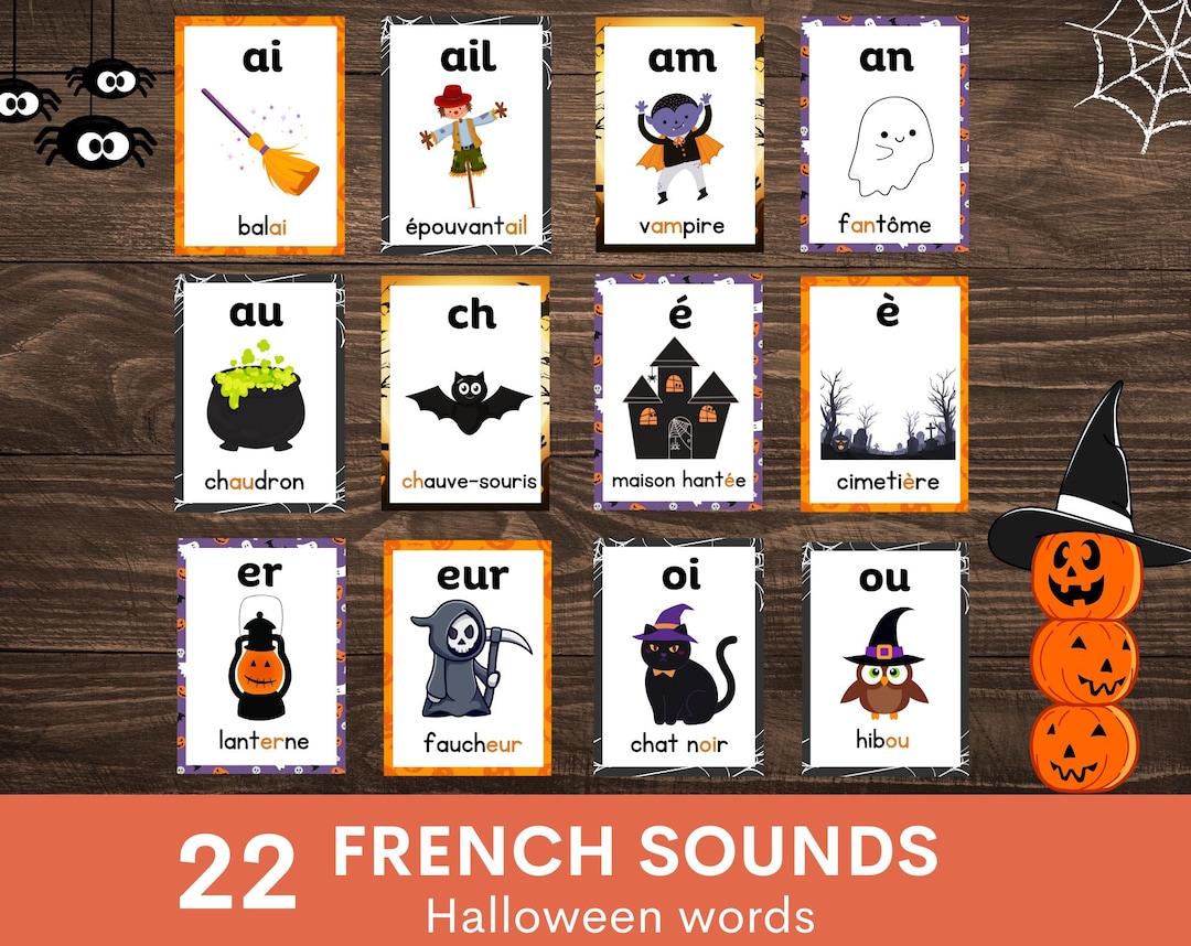 French Sounds Phonics Flashcards, French Halloween Words, Halloween ...