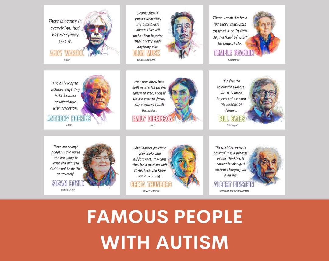 Famous People With Autism Posters set of 9, Neurodiversity Awareness ...