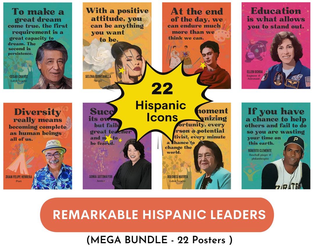 Iconic Hispanic Leaders Posters (bundle of 22), Hispanic Heritage Month ...