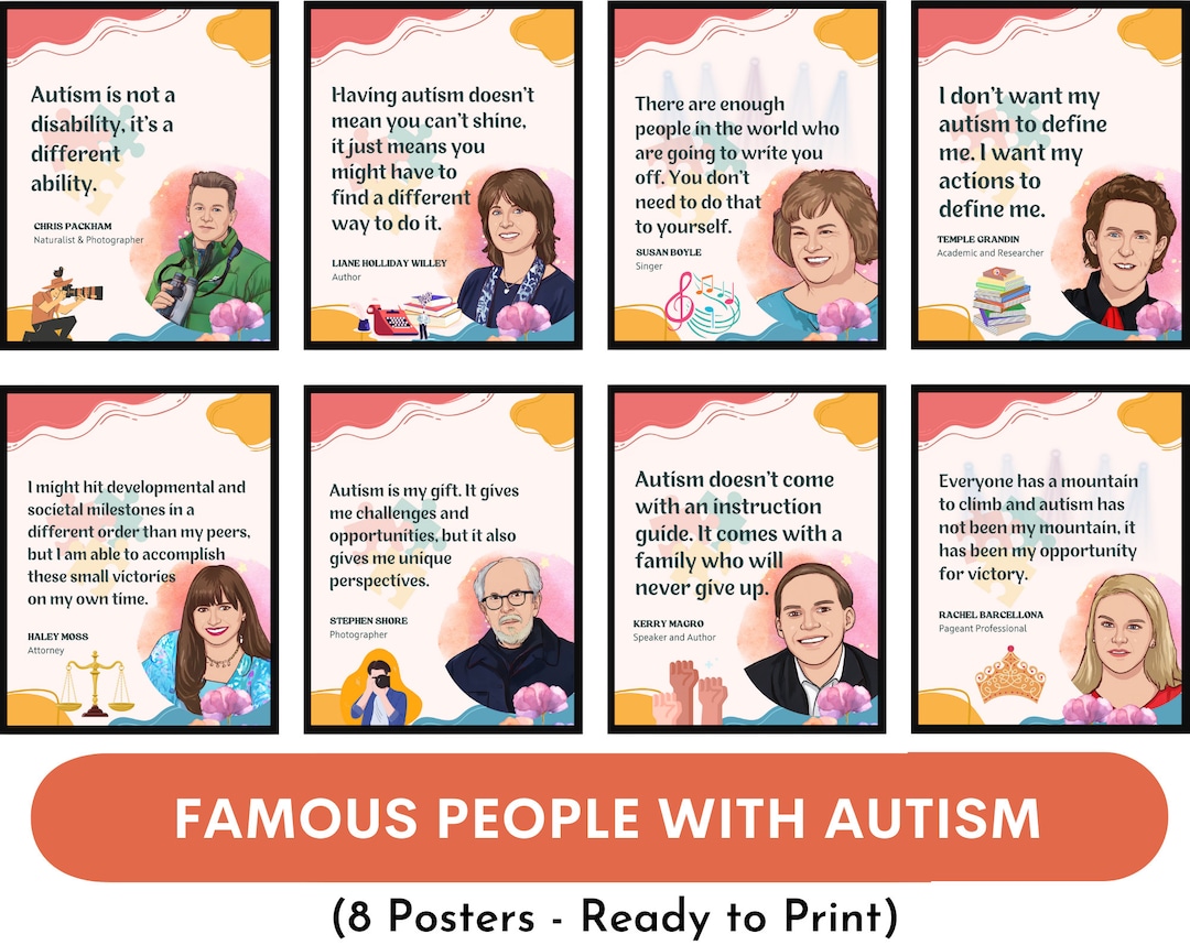 Famous People With Autism Posters(set of 8), Autism Awareness, Famous ...