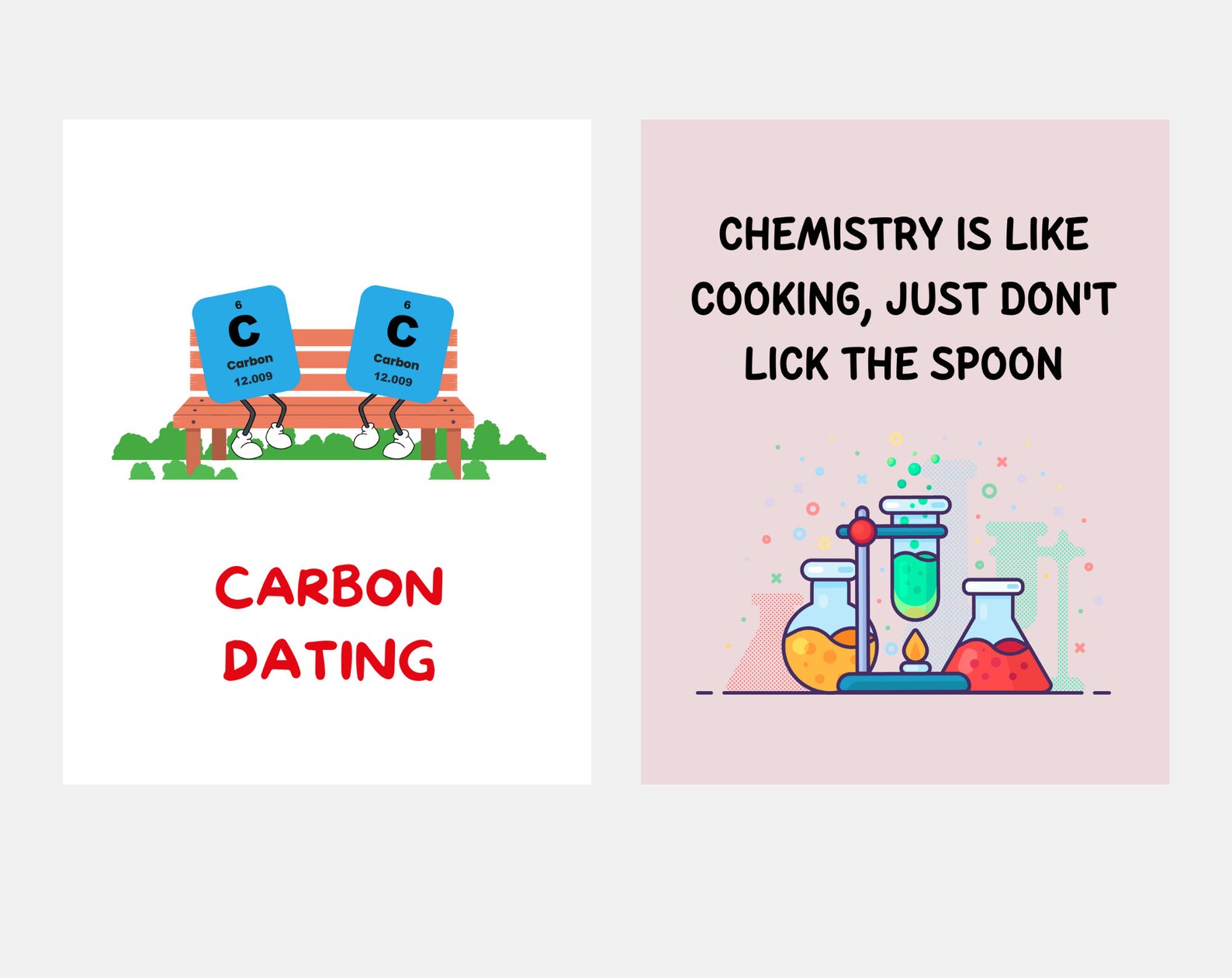 Vol4 (set of 8) Funny Science Puns Posters, Chemistry Puns Posters ...