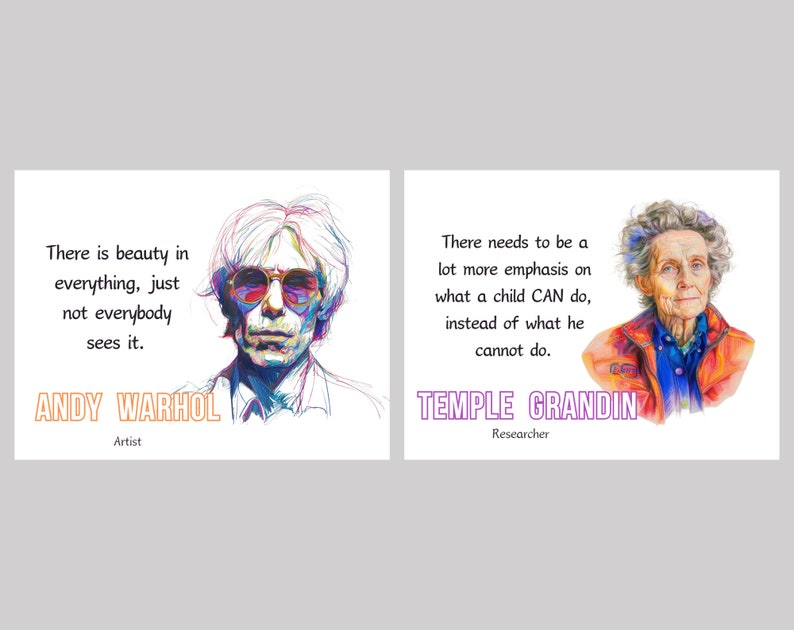 Famous People With Autism Posters set of 9, Neurodiversity Awareness ...