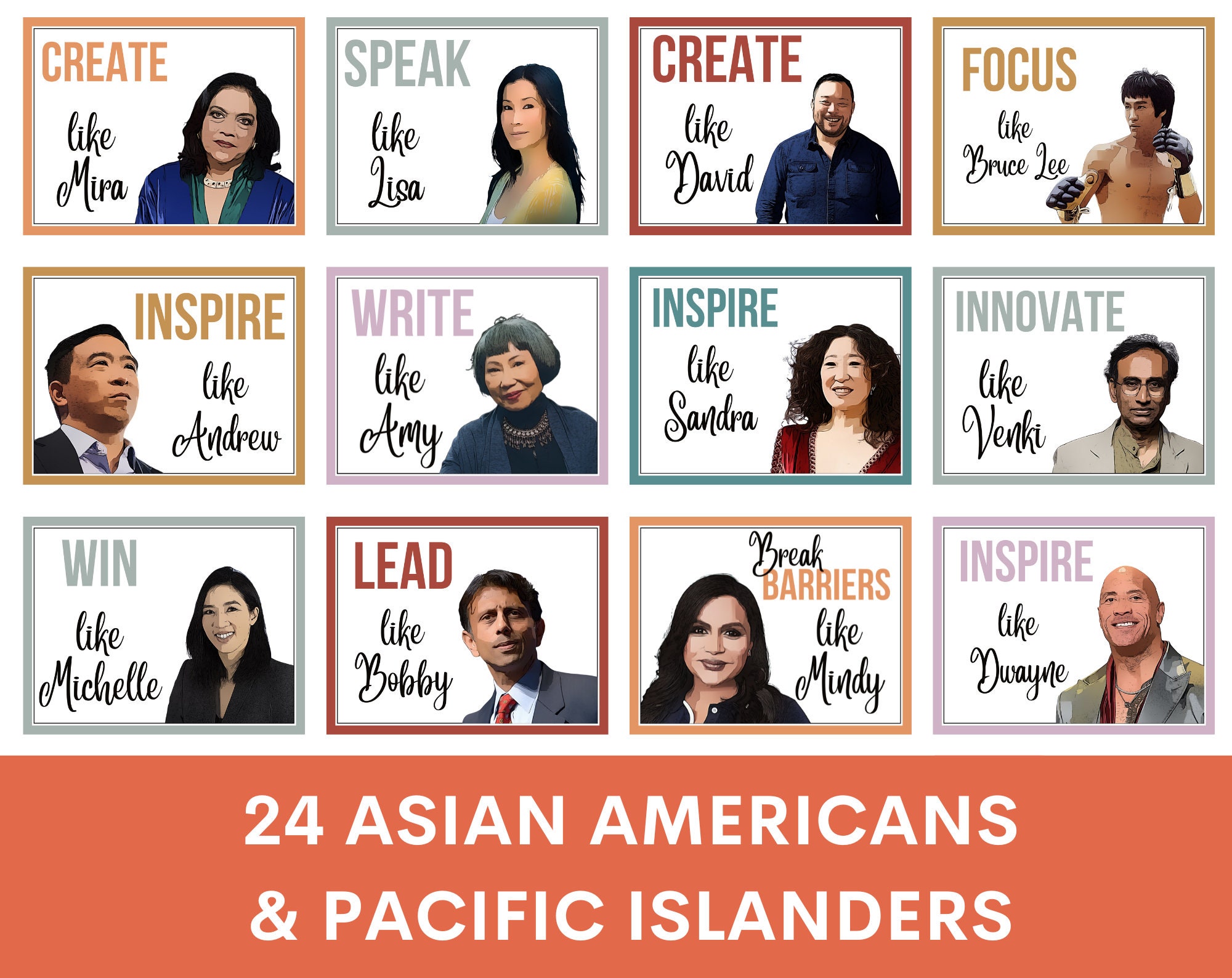 Asian American and Pacific Islanders Changemakers (set of 24 Posters ...