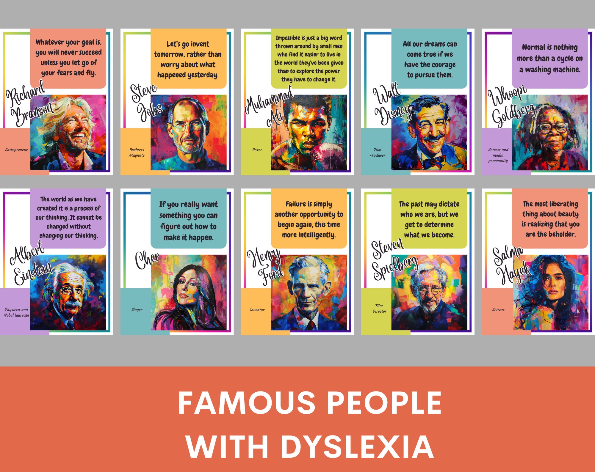 Famous People With Dyslexia Posters (set of 10), Dyslexia Awareness ...