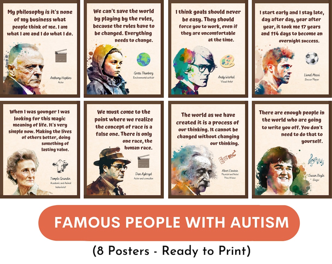 Famous People With Autism Posters, Autism Awareness Month, Remarkable ...