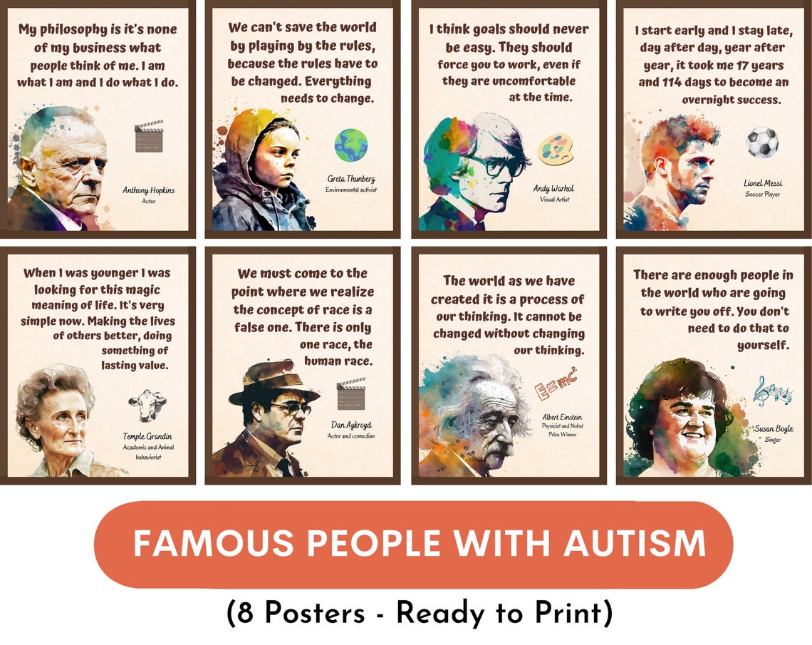Famous People With Autism Posters, Autism Awareness Month, Remarkable ...
