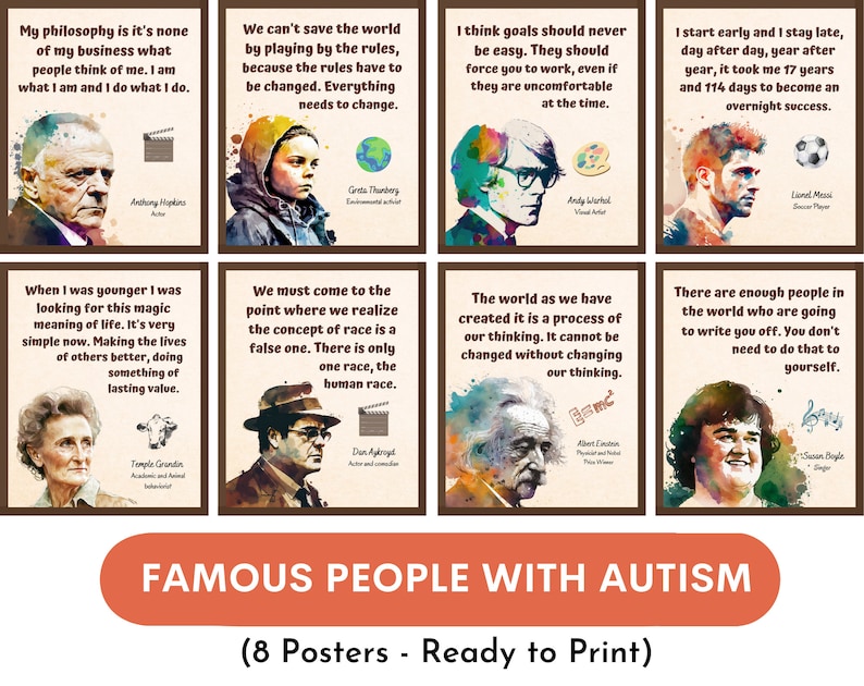 Famous People With Autism Posters, Autism Awareness Month, Remarkable ...