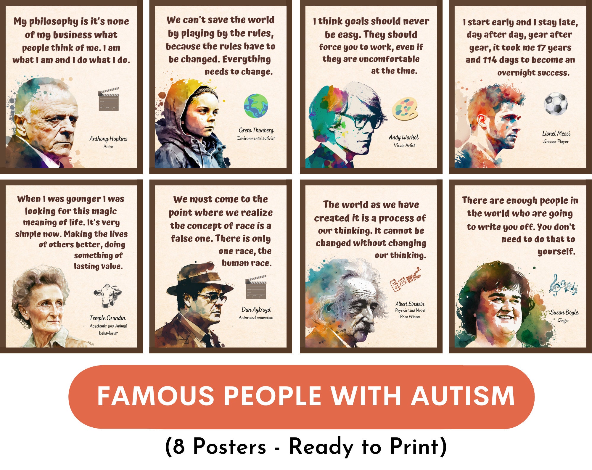 Famous People With Autism Posters, Autism Awareness Month, Remarkable ...