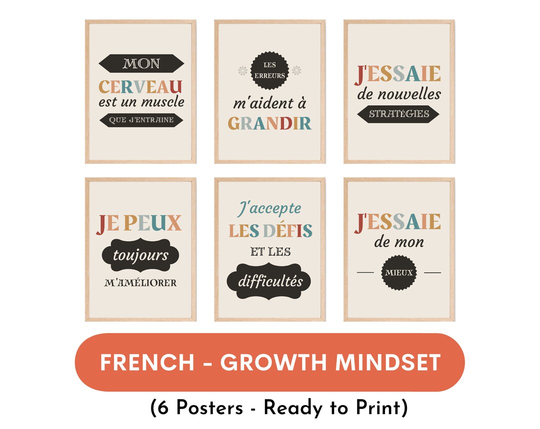 French Growth Mindset Posters, French Classroom Decor Bulletin Board ...