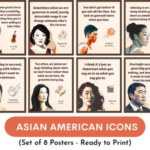Famous Asian American Icons Posters (set of 8), Asian American Heritage ...
