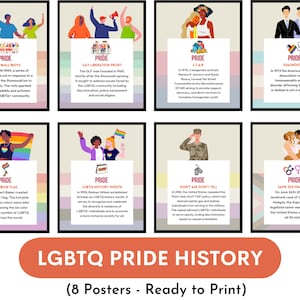 LGBTQ PRIDE History (set of 8 Posters), Pride Month Posters, Classroom ...