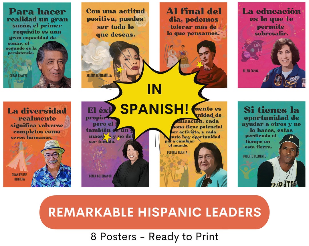 Hispanic Heritage Month, Influential Hispanic Leaders Posters (set of 8 ...