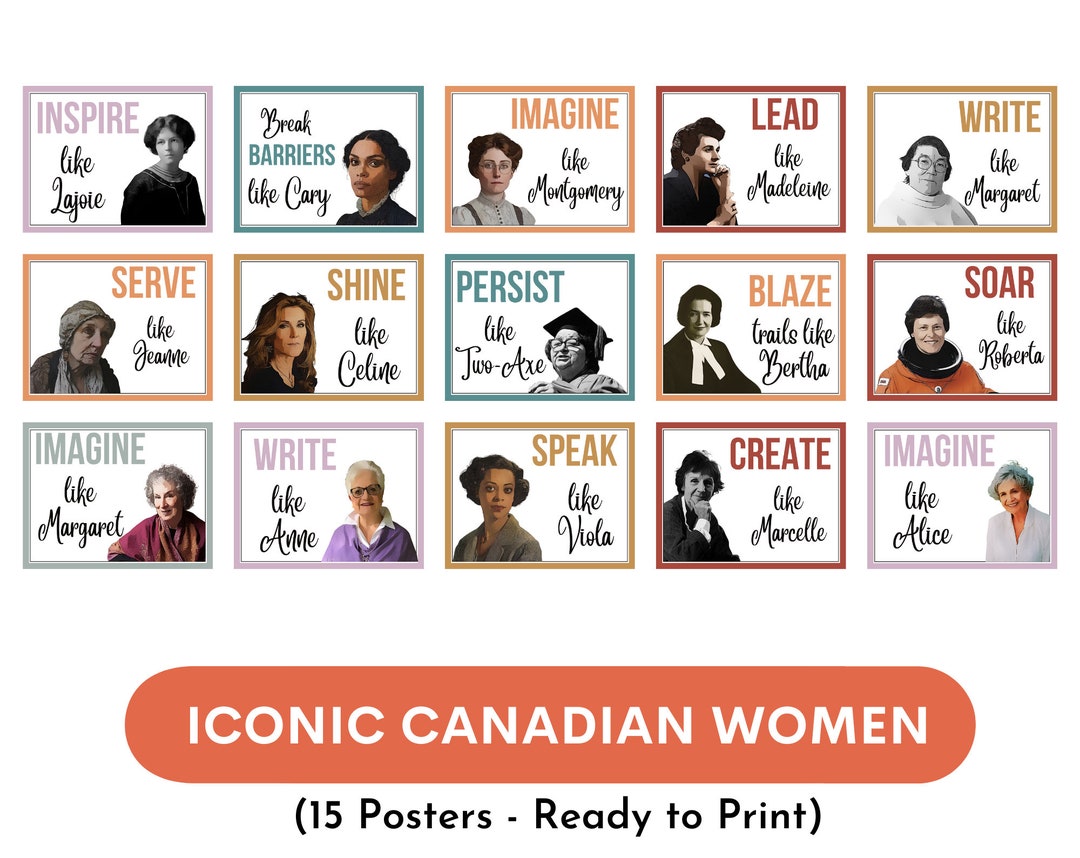 Famous Canadian Women Posters (set of 15), Women's History Month ...