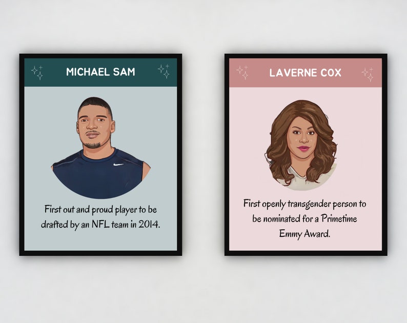 LGBTQ+ Leaders (set of 8 Posters), Famous LGBTQ Pioneers Posters, Pride ...