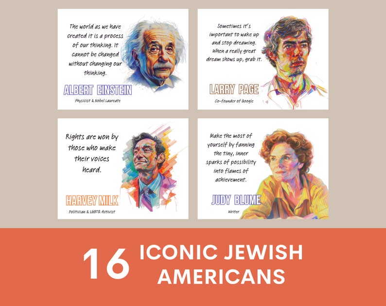 Jewish American Icons (set of 16 Posters), Jewish American Heritage ...