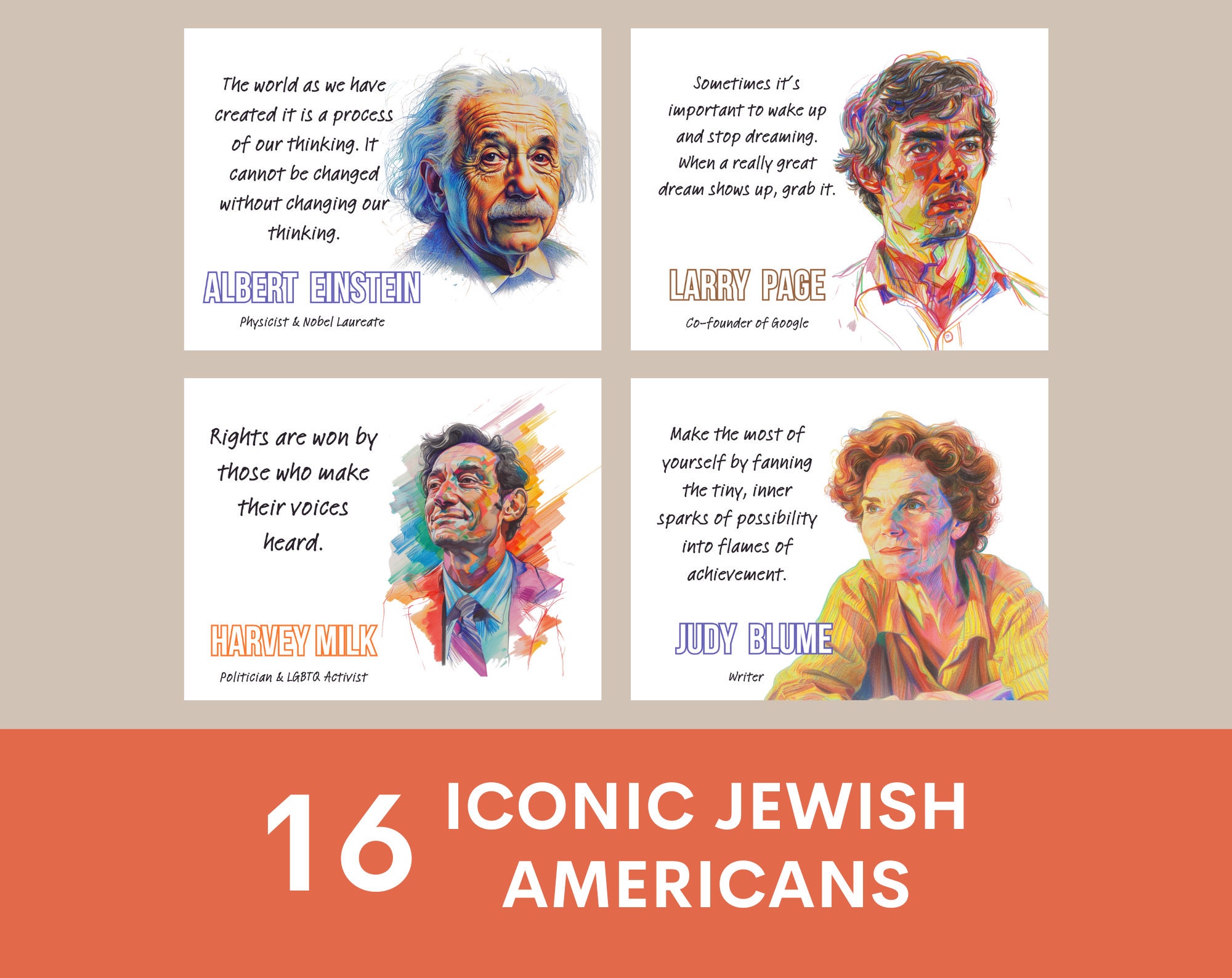 Jewish American Icons (set of 16 Posters), Jewish American Heritage ...