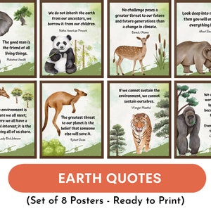 Set of 8 Earth Quotes Posters (animal Habitat Theme), Environment ...