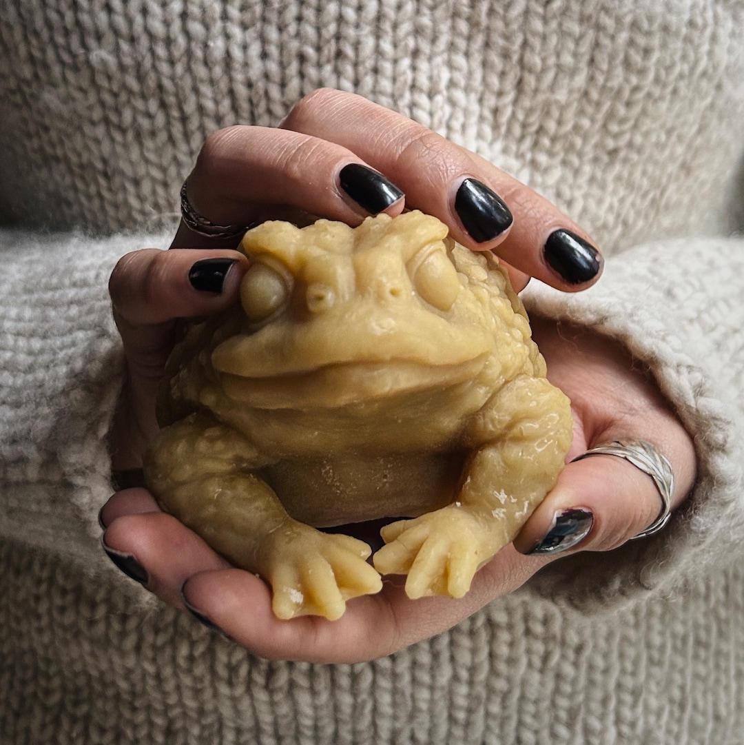 Handcrafted Beeswax Candle: Big Toad | Unique Home Décor Accent | Eco ...
