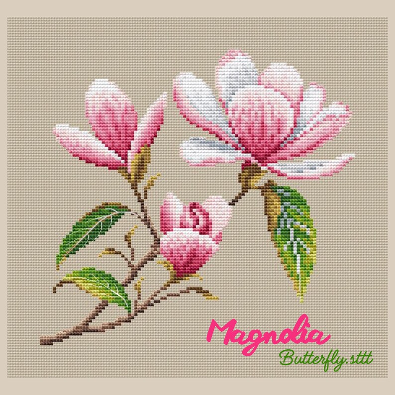 Magnolia Cross Stitch - Etsy