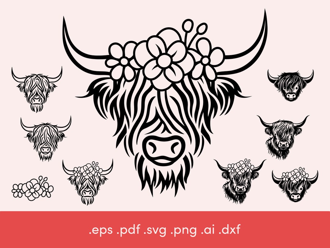 Highland Cow Svg, Highland Cow Laser Cut Svg, Cow Svg, Cow Head Cut ...